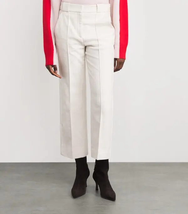 ME+EM Cotton-blend Textured Cropped Trousers