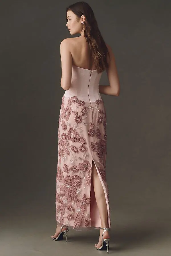 HELSI Strapless 3d Floral Maxi Dress - Blush