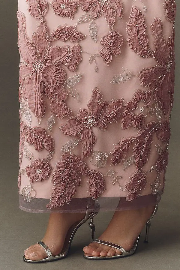 HELSI Strapless 3d Floral Maxi Dress - Blush