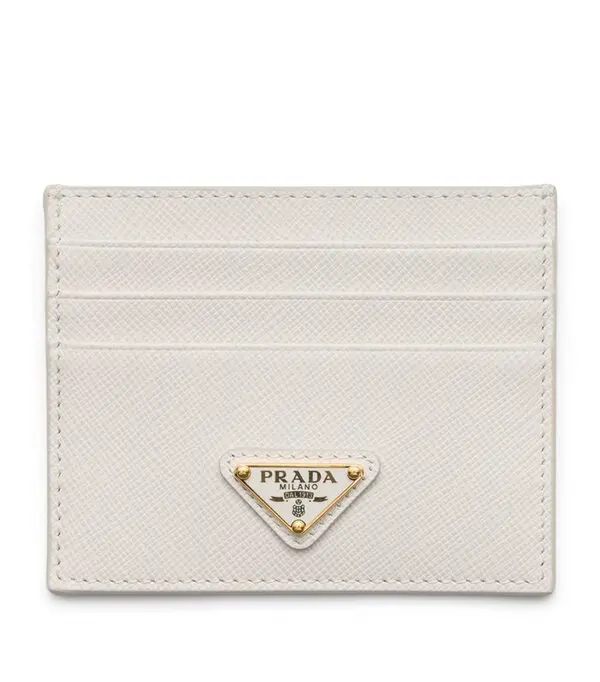Prada Saffiano Leather Card Holder - Neutral