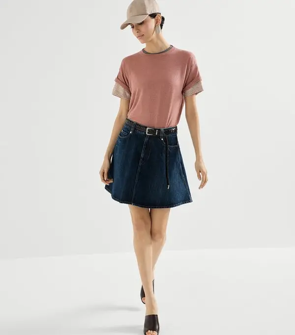 Brunello Cucinelli Cashmere-silk Blend Sparkling T-shirt - Pink