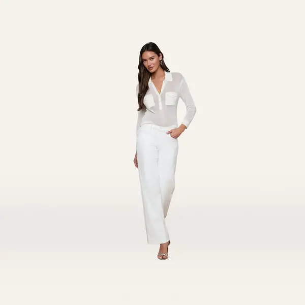 L'Agence Carine Pointelle Knit Top - Ivory