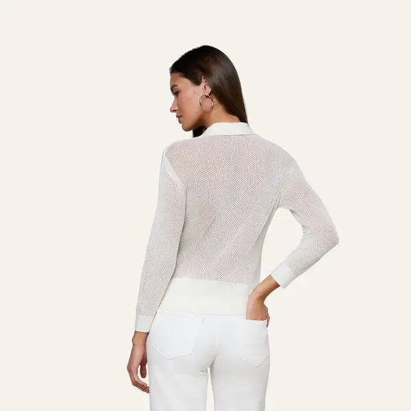 L'Agence Carine Pointelle Knit Top - Ivory
