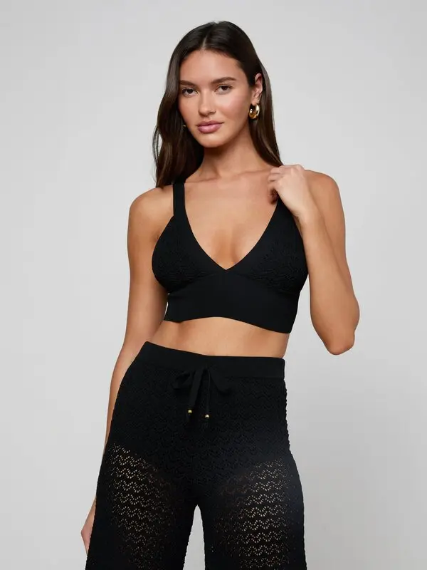 L'Agence Reverie Pointelle Knit Bralette - Black