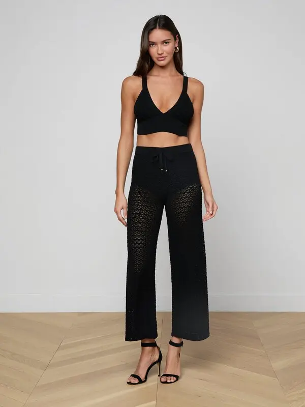 L'Agence Reverie Pointelle Knit Bralette - Black