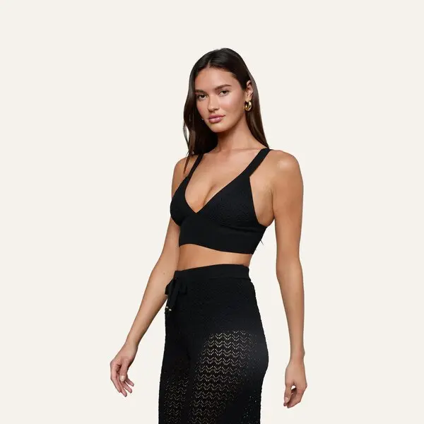 L'Agence Reverie Pointelle Knit Bralette - Black