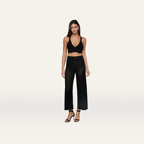 L'AGENCE Reverie Pointelle Knit Bralette - Black