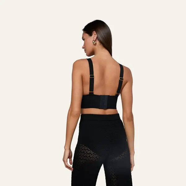 L'AGENCE Reverie Pointelle Knit Bralette - Black