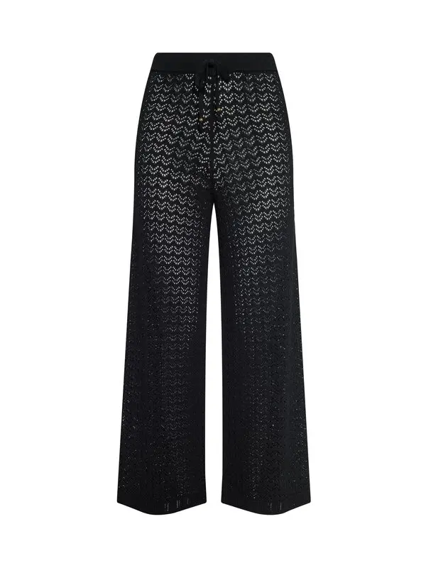 L'Agence Gaelle Pointelle Knit Pants - Black