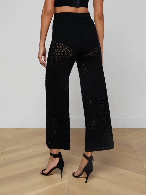 L'Agence Gaelle Pointelle Knit Pants - Black