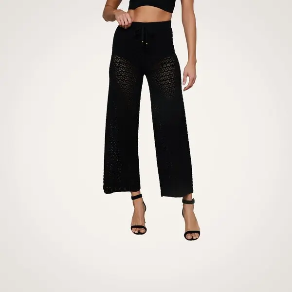 L'AGENCE Gaelle Pointelle Knit Pants - Black