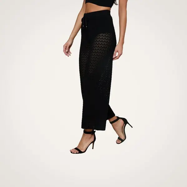 L'AGENCE Gaelle Pointelle Knit Pants - Black