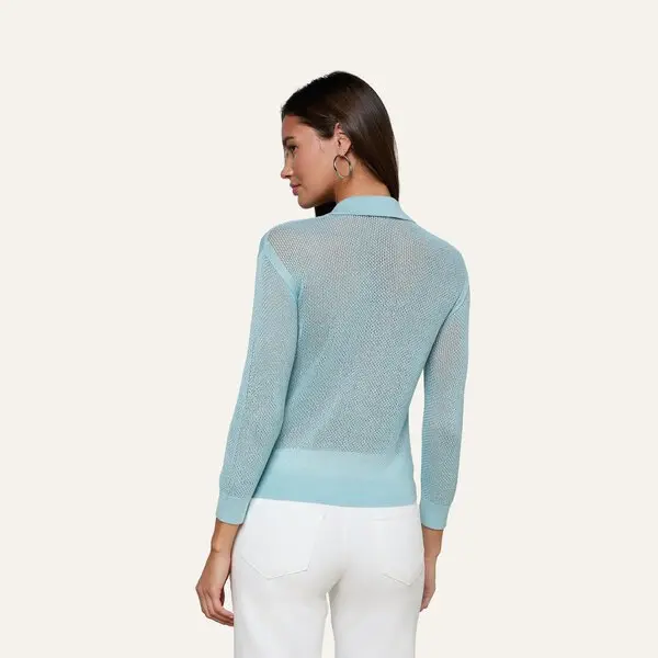 L'Agence Carine Pointelle Knit Top - Light Blue