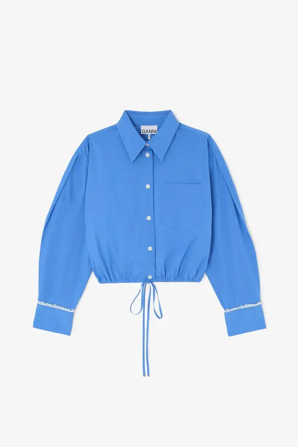 GANNI Shirt With Draped Knot Detail - Navy