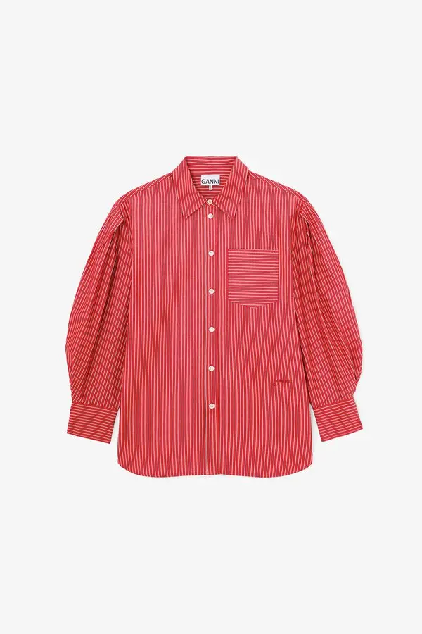 GANNI Printed Patchwork Shirt - Red