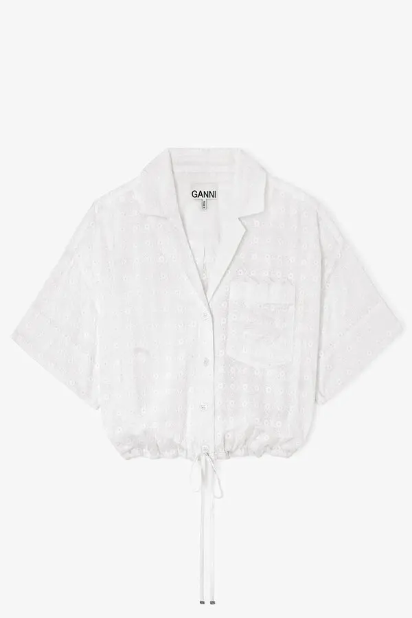 GANNI Shirt With Draped Knot Detail - White