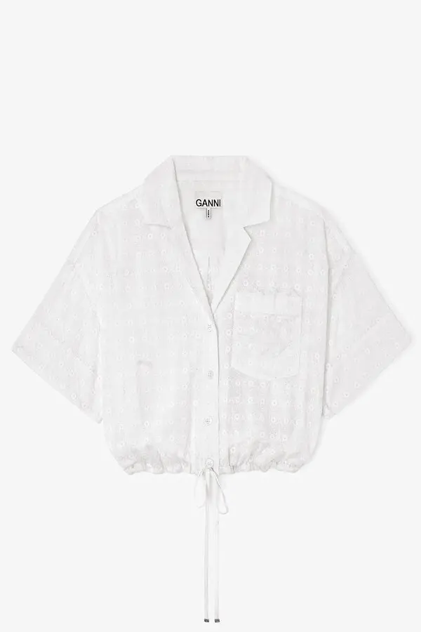 GANNI Printed Patchwork Shirt - White