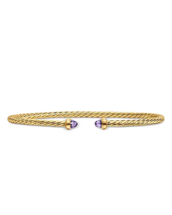 David Yurman Micro Cablespira Flex Bracelet - Amethyst/gold