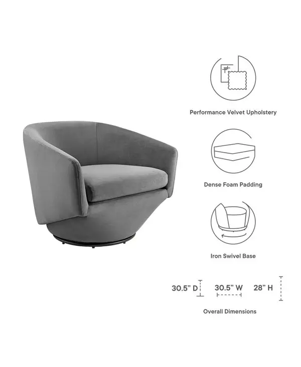 MODWAY Series Performance Velvet Fabric Swivel Chair