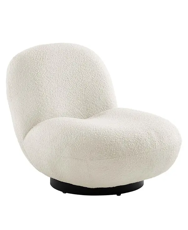 MODWAY Kindred Boucle Upholstered Upholstered Fabric Swivel Chair - Black Ivory