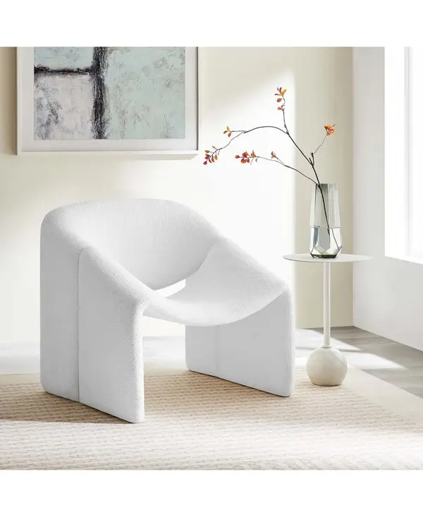 MODWAY Vivi Chenille Upholstered Accent Chair - Frost