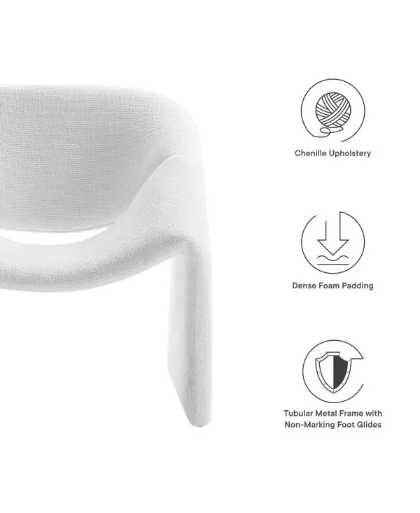 MODWAY Vivi Chenille Upholstered Accent Chair - Frost