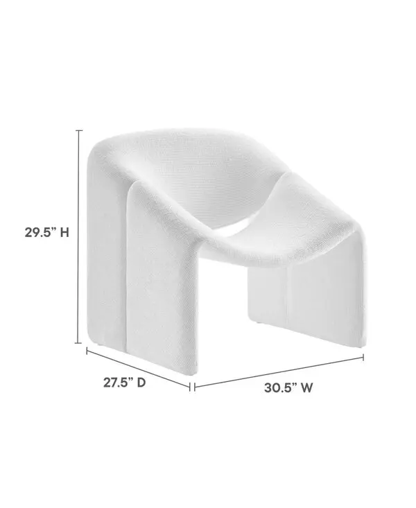 MODWAY Vivi Chenille Upholstered Accent Chair - Frost