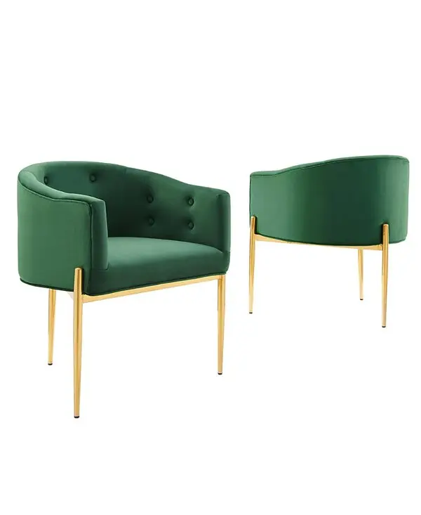 MODWAY Savour Tufted Performance Velvet Accent Chairs, Set Of 2 - Emerald