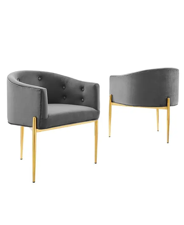 MODWAY Savour Tufted Performance Velvet Accent Chairs, Set Of 2 - Gray