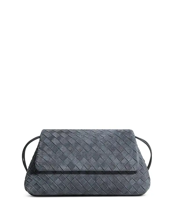 Bottega Veneta Intrecciato Suede Leather Pouch - Cloudy Indigo