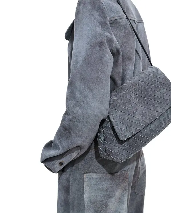 Bottega Veneta Intrecciato Suede Leather Pouch