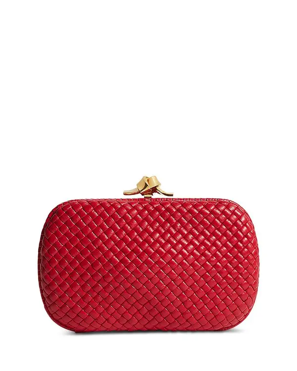 Bottega Veneta Soft Knot Intrecciato Box Clutch - Cardinal/muse Brass
