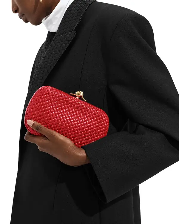 Bottega Veneta Soft Knot Intrecciato Box Clutch - Cardinal/muse Brass
