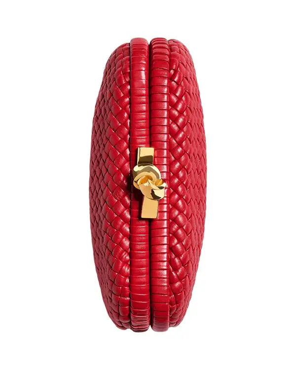 Bottega Veneta Soft Knot Intrecciato Box Clutch - Cardinal/muse Brass