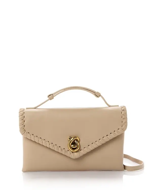 Bottega Veneta Knot Lock Intrecciato Leather Crossbody Bag - Ecru/muse Brass