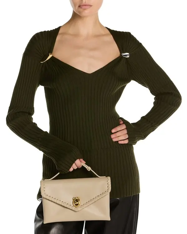 Bottega Veneta Knot Lock Intrecciato Leather Crossbody Bag - Ecru/muse Brass
