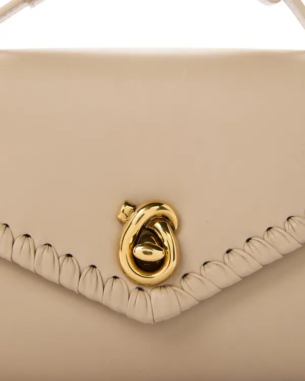 Bottega Veneta Knot Lock Intrecciato Leather Crossbody Bag - Ecru/muse Brass
