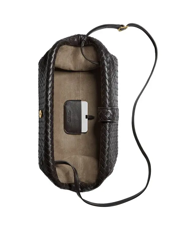 Bottega Veneta Lauren 1979 Intrecciato Leather Clutch - Espresso/brass