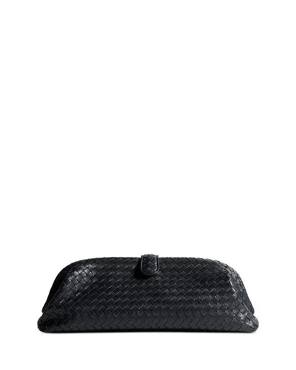 Bottega Veneta Lauren 1979 Intrecciato Leather Clutch - Midnight/muse Brass