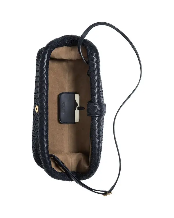 Bottega Veneta Lauren 1979 Intrecciato Leather Clutch - Midnight/muse Brass