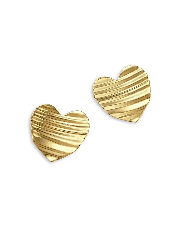 Bloomingdale'S Blm Ribbed Heart Stud Earrings In 14k Yellow - Gold