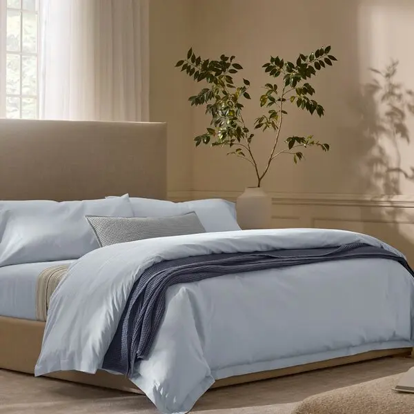BOLL & BRANCH Percale Hemmed Sheet Set, Full - Hydrangea