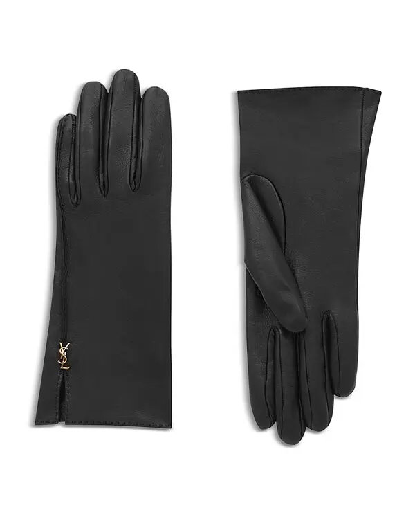 Saint Laurent Cassandre Gloves - Black