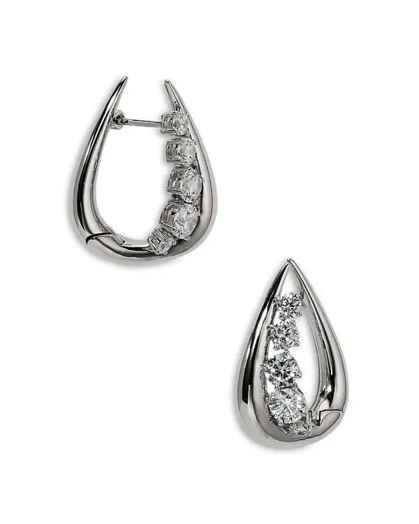 Nadri Phenom Huggie Hoop Earrings - Rhodium