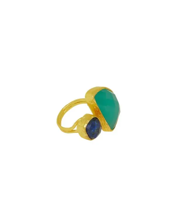 OTTOMAN HANDS Avery Lapis And Aqua Chalcedony Cocktail Ring