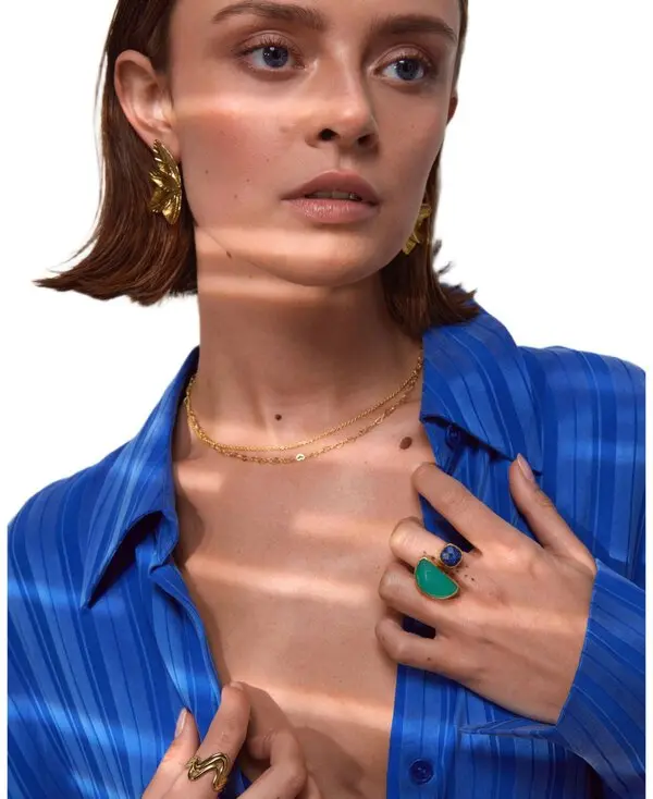 OTTOMAN HANDS Avery Lapis And Aqua Chalcedony Cocktail Ring