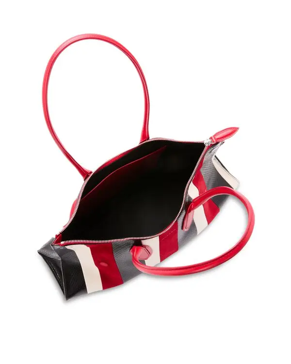 Alexander McQueen Intarsia Stripe Leather Handbag - Black/multi