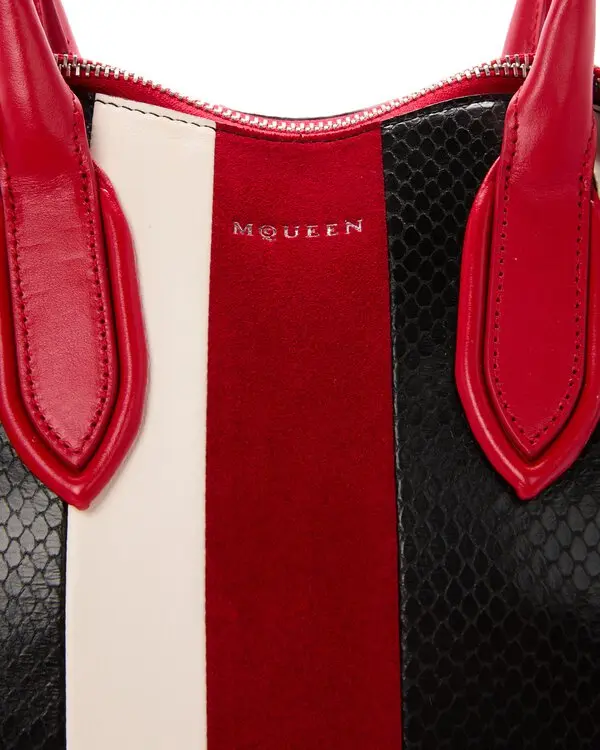 Alexander McQueen Intarsia Stripe Leather Handbag - Black/multi