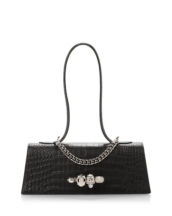 Alexander McQueen Leather Handbag With Croc Embossed Detail
