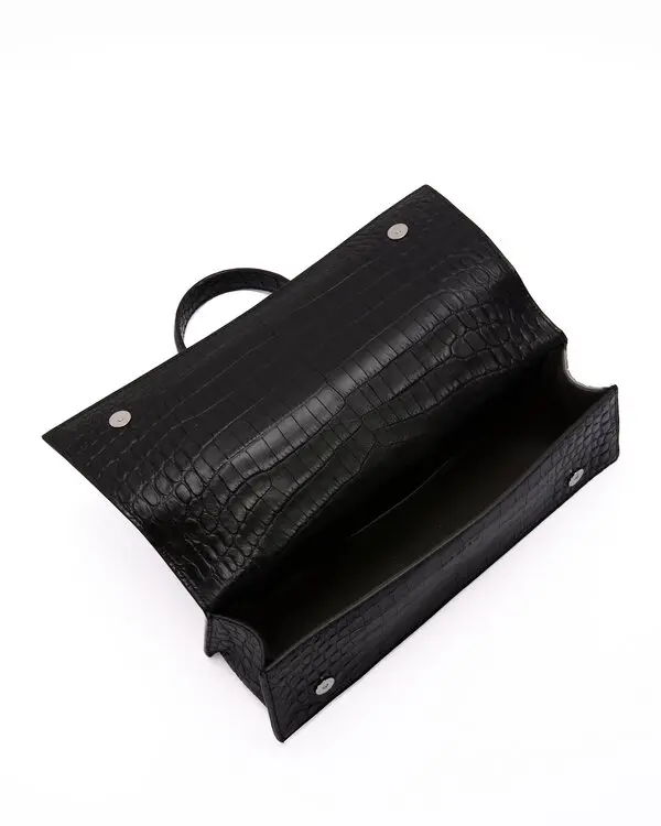 Alexander McQueen Leather Handbag With Croc Embossed Detail